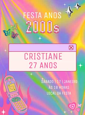 Festa Anos 2000 Retro - Convite Digital para 15 Anos | Convitede