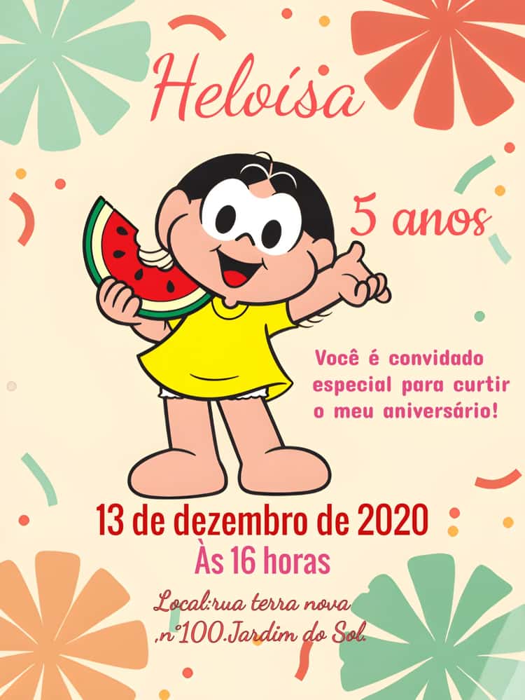 Convite Digital Magali 1 para Aniversário Infantil | Convitede