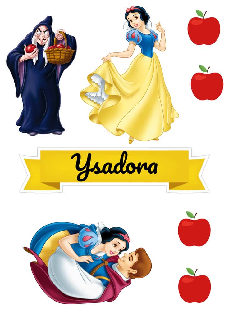Topo De Bolo Branca Neve - Convite Digital Colorido | Convitede