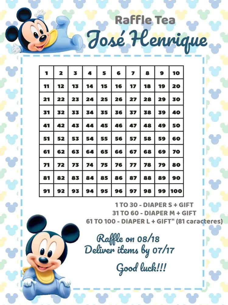 Mickey Mouse Baby Shower Raffle Tea - Fun Digital Invitation | Convitede
