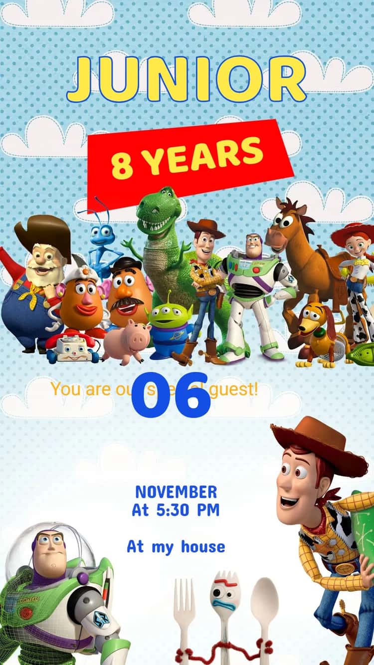 Toy Story Digital Invitation for Children's Birthday | Convitede