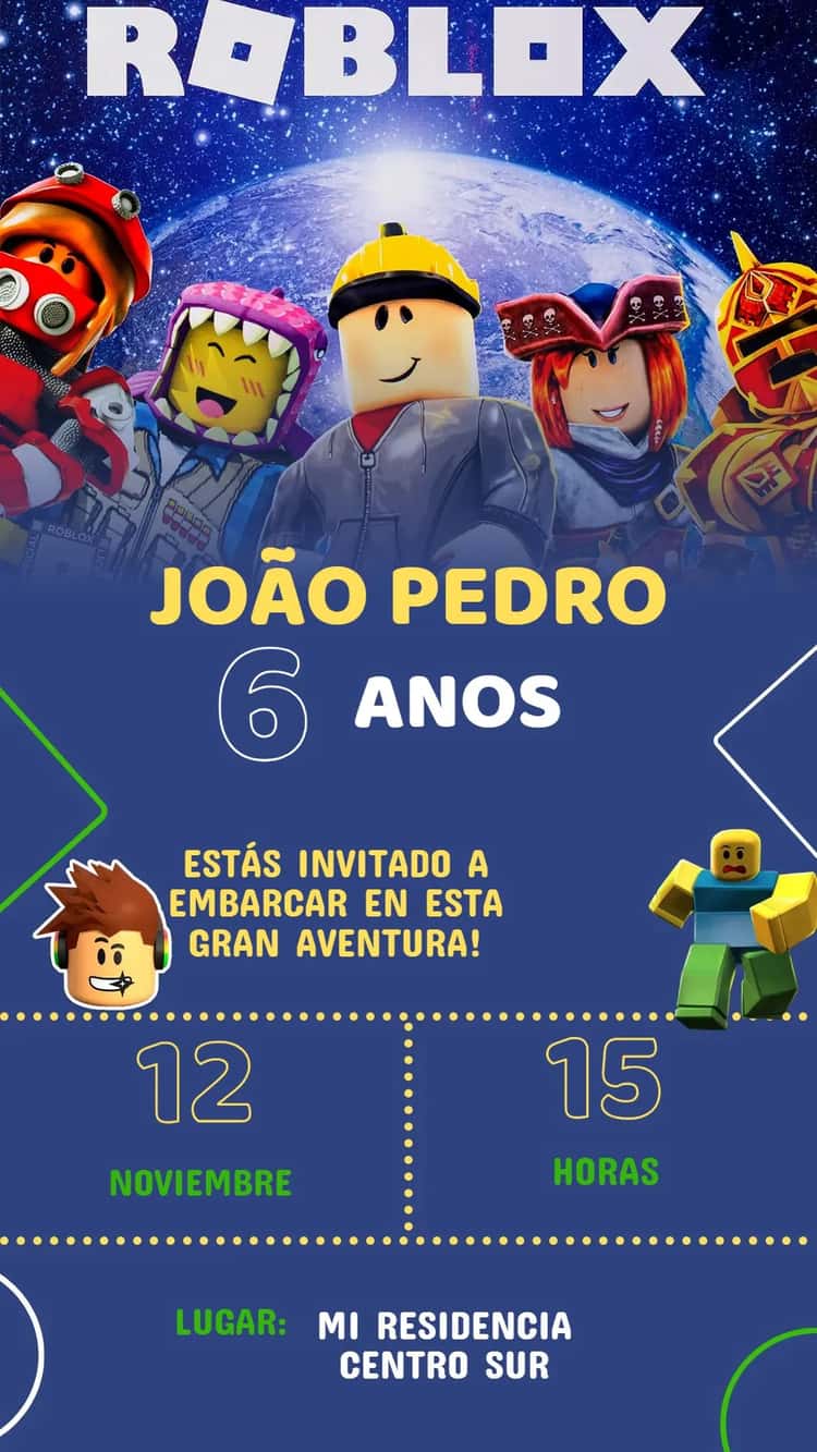 Invitación Digital Cumpleaños Roblox - Cumpleaños Infantil | Convitede