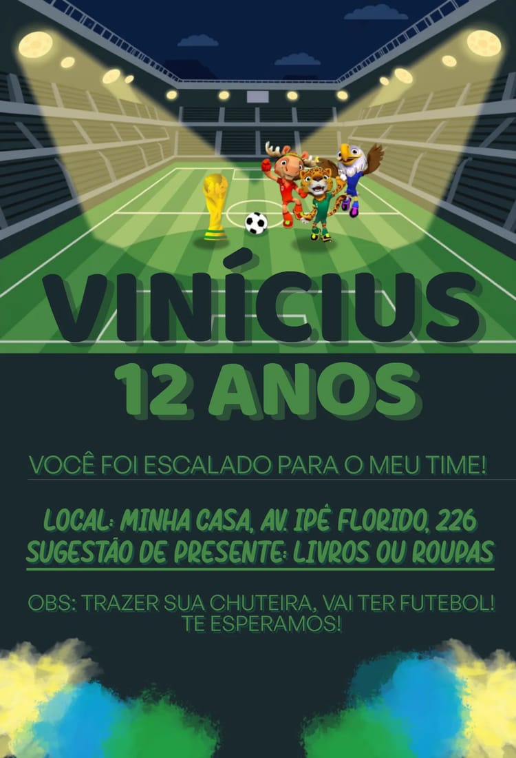 Convite Digital Copa do Mundo FIFA - Aniversário | Convitede