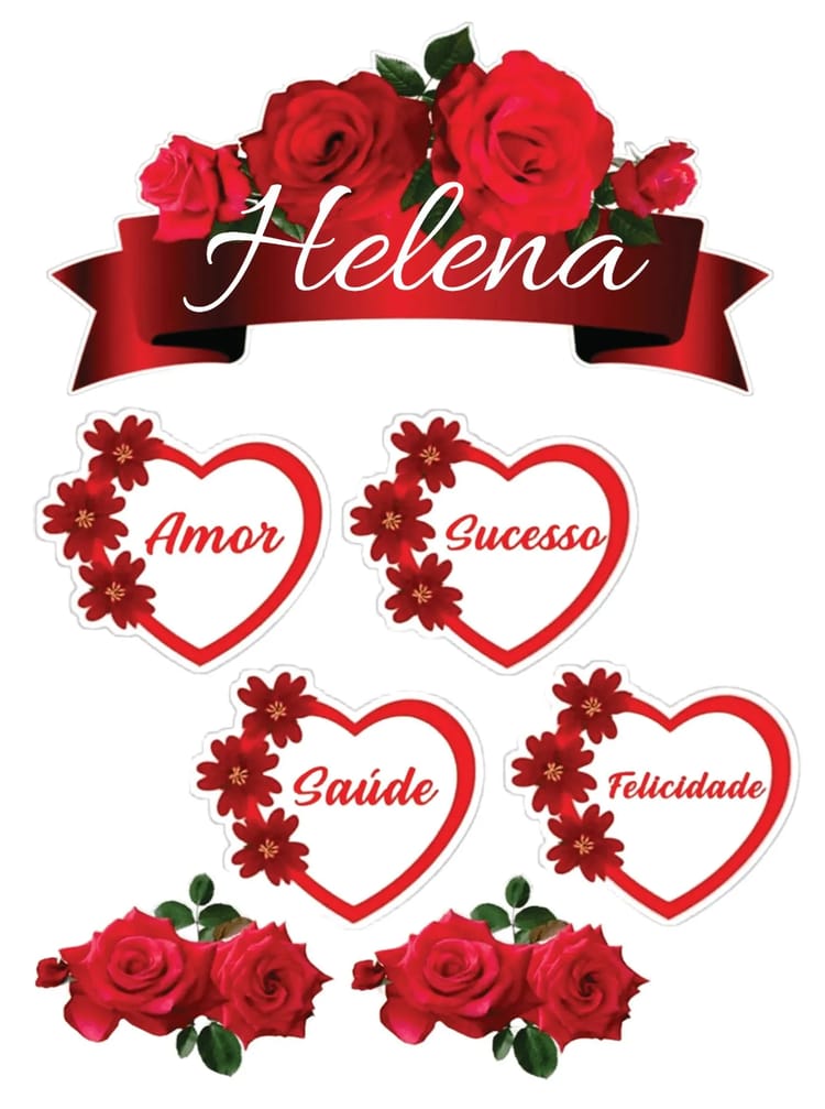 Digital Red Roses Invitation - Cake Topper | Convitede