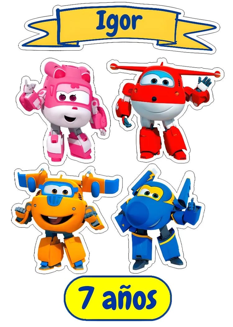 Topo De Pastel Super Wings Colorido - Invitación Digital Divertida ...
